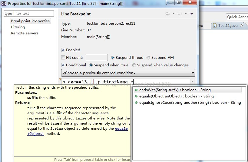 Eclipse设置条件断点调试java程序java Eclipse断点设置条件 Csdn博客 