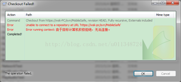 Svn Unable To Connect To A Repositoryat Url Error Running Context 由于目标计算机积极拒绝，无法连接 Csdn博客 
