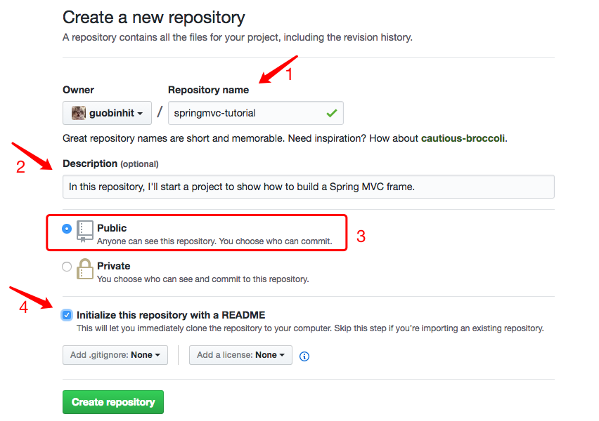 创建 Github 仓库的步骤及方法github创建个人网站时initialize This Repository With下选择什么 9042