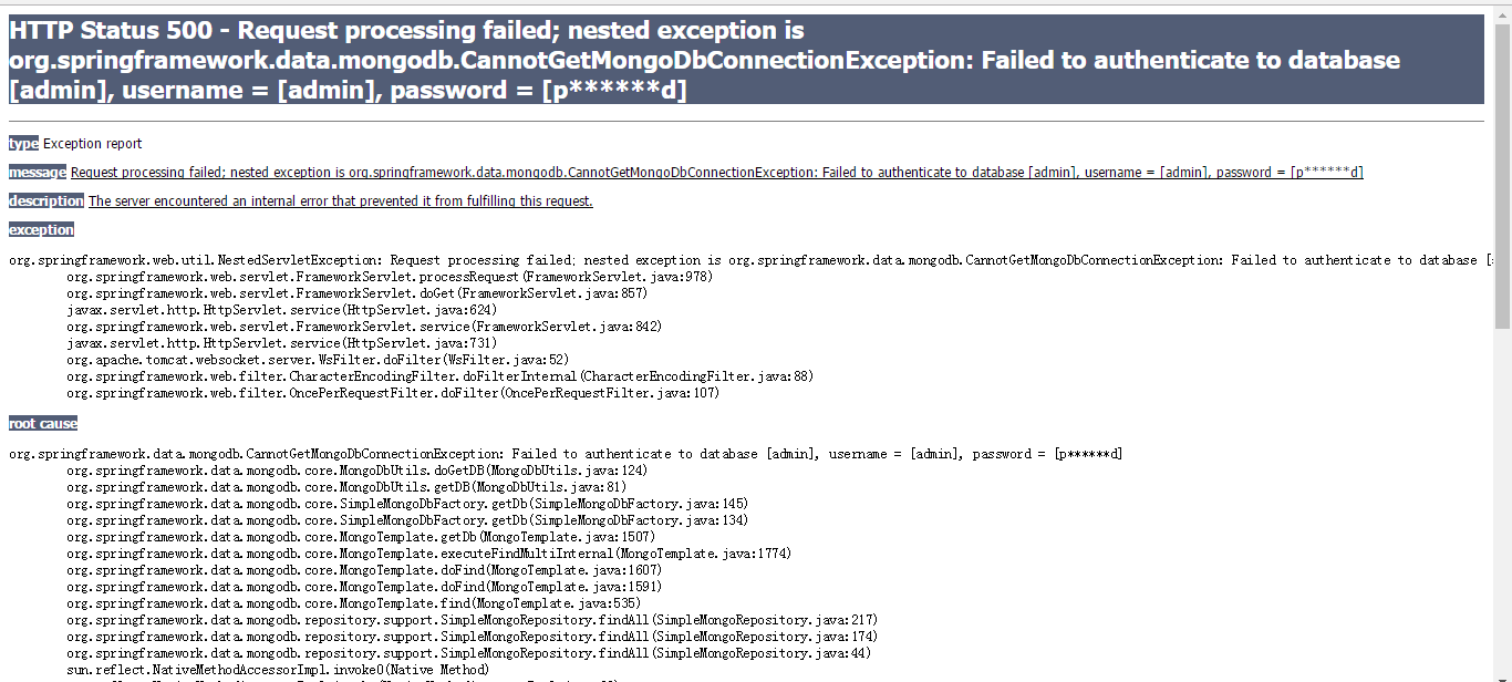 spring--data-mongondb ...CannotGetMongoDbConnectionException: Failed to ...