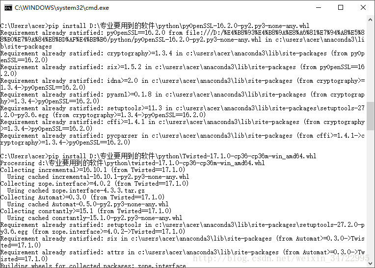 Python安装scrapy库过程中出现“ Failed Building Wheel For Xxx”的解决办法 This Package