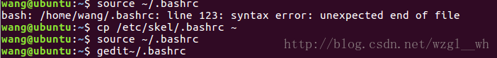 Bashrc Line 123 Syntax Error Unexpected End Of Filebashrc Unexpected End Of File Csdn博客 