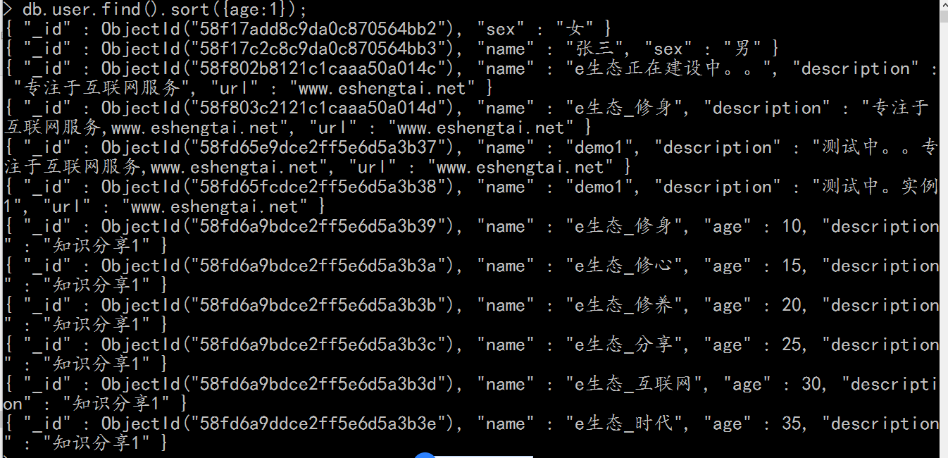 Mongodb 六 排序mongodb类似mysql Filed的排序 Csdn博客