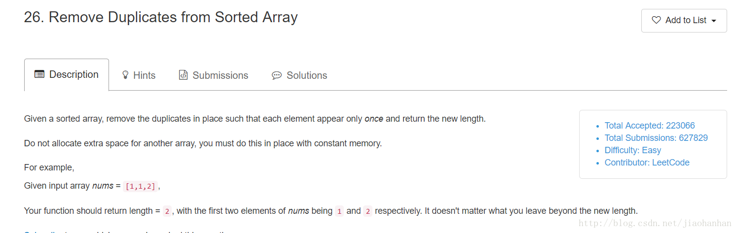 Leetcode 26 Remove Duplicates From Sorted Array 图书馆五楼管理员的博客 Csdn博客