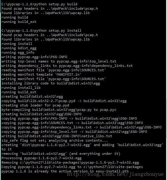 Win10 Python27环境下安装pypcappyhthon27t Pcap江州月的博客 Csdn博客 