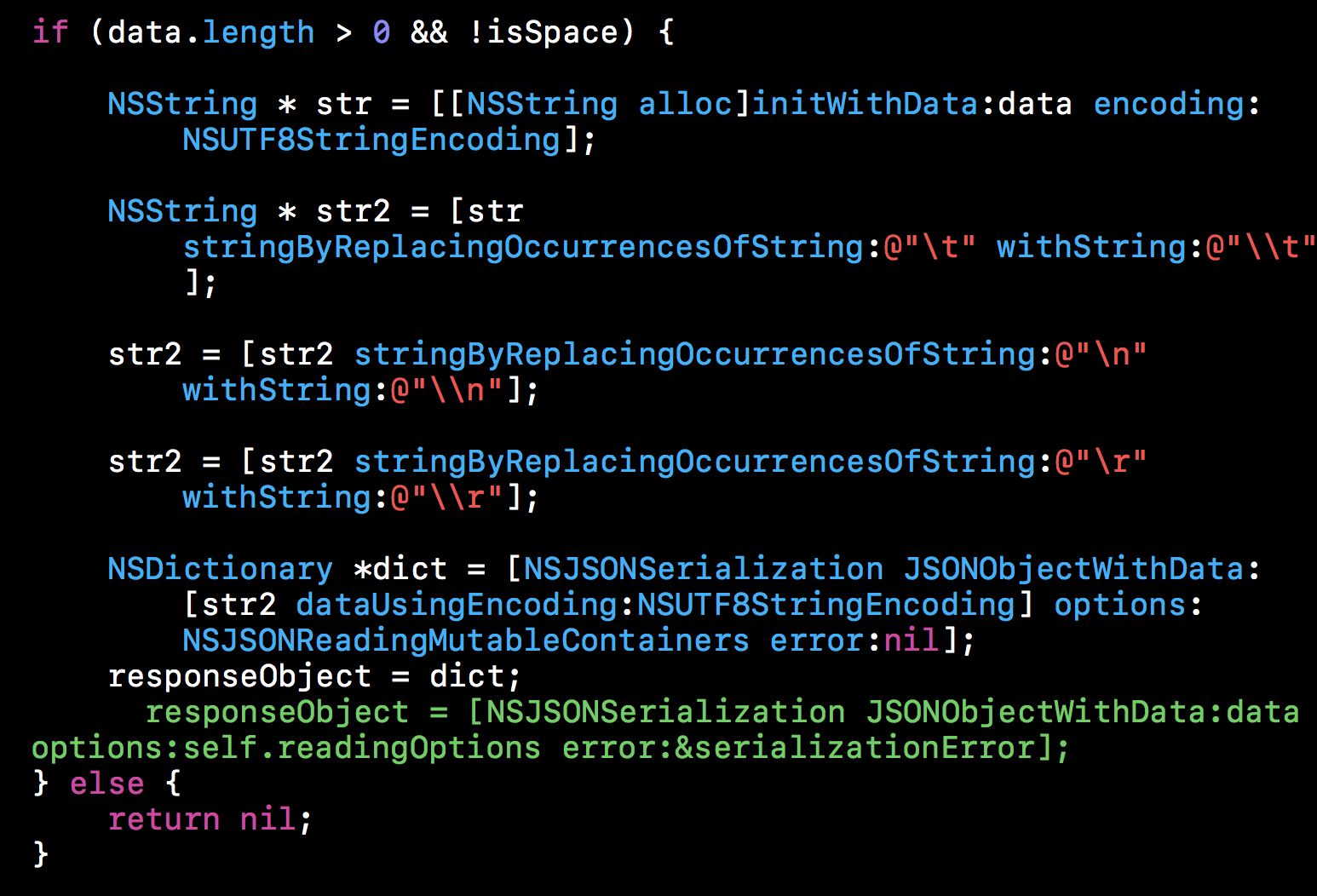 Ios Anetworking 30 Handles When Returning Json With Tabs To The Server