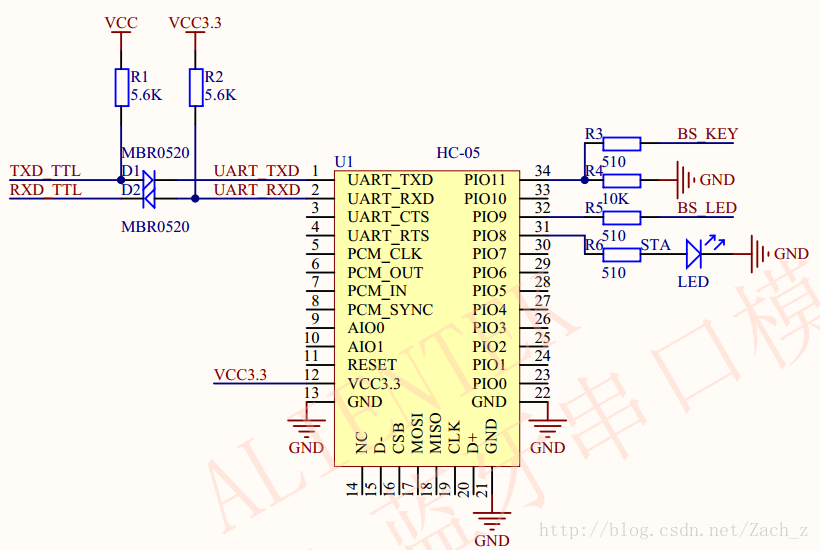 Stm32控制hc 05蓝牙模块进行通信 Hc 05外围电路 Csdn博客