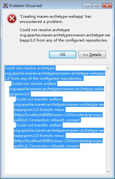 Eclipse Is To Create A Project Using Maven Error Could Not Resolve Archetype Orgapachemaven