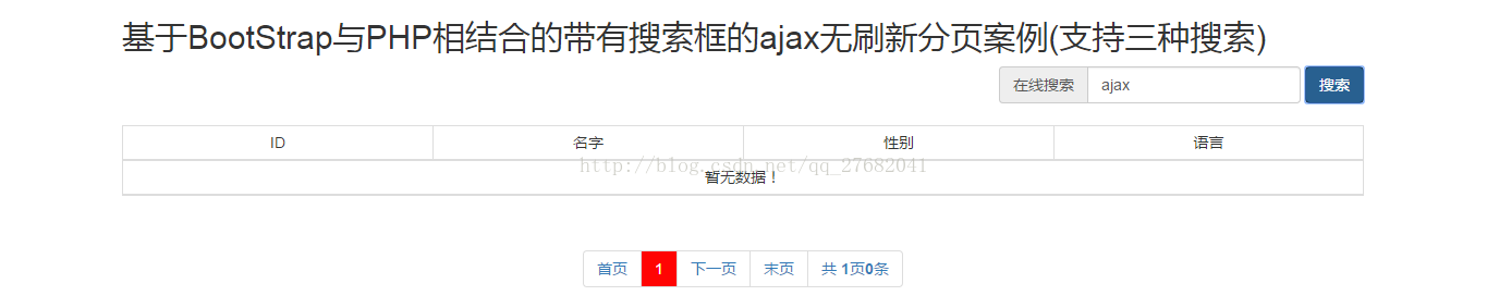 基于bootstrap与php相结合的带有搜索框的ajax无刷新分页案例支持三种搜索php Bootstrap Ajax Csdn博客 