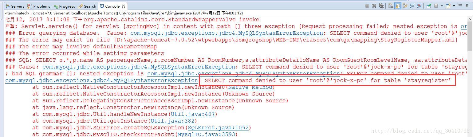 解决mybatis的select Command Denied To User Root192168147 For Table User的报错。mysql用户权限修改，表 
