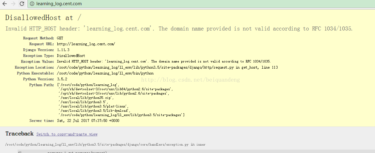 Django 使用nginx部署时出现 Disallowedhost At The Domain Name Provided Is Not Valid According To Csdn博客