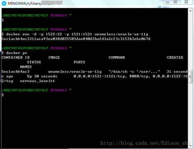 Docker在windows下安装oracle Edison Shu的博客 Csdn博客