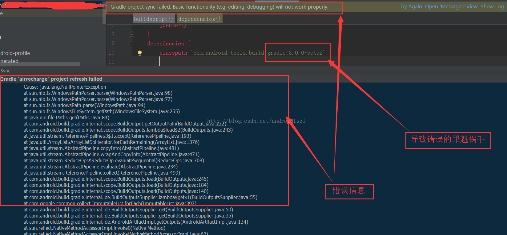 Gradle Sync Failed Cause Javalangnullpointerexception Csdn博客 0808