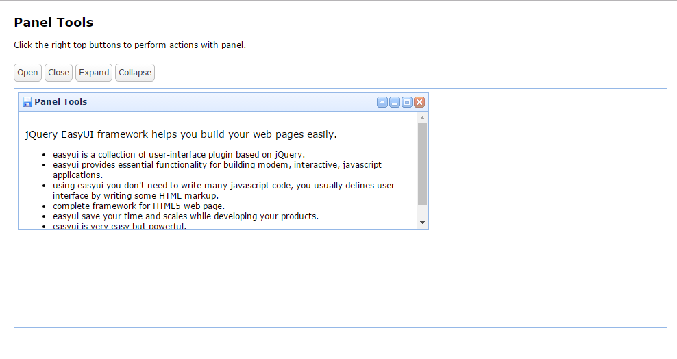 Jquery Easyui 实现面板开启、关闭、向上合并、向下打开、最大化、恢复等功能（2）kaleidliner的博客 Csdn博客easyui Panel 展开