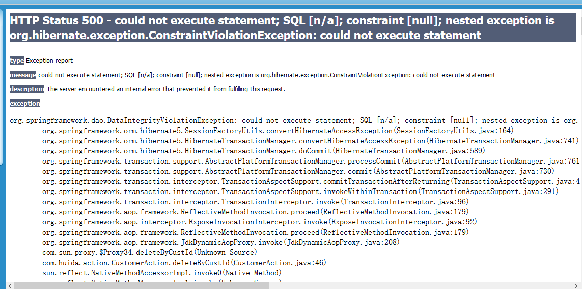Hibernate配置级联删除时报错could Not Execute Statement； Sql Na ； Constraint Null 程序员大本营