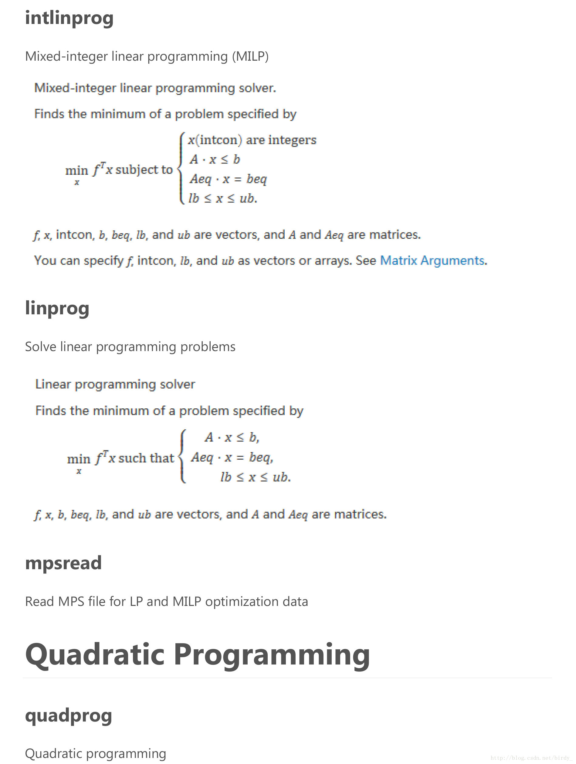 【matlab】optimization Toolbox使用说明整理 Matlab 2018 Optimization Toolbox Csdn博客