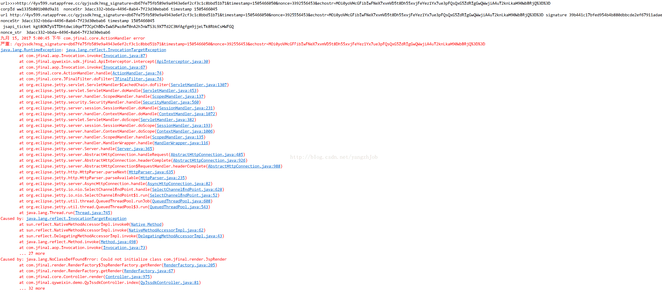 我来填jfinalqyweixin的坑could Not Initialize Class Comjfinalrenderjsprender Csdn博客 