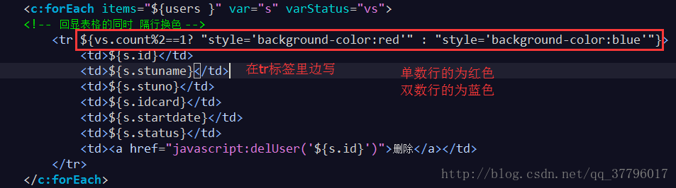 用jstl实现表格的隔行换色使用jstl隔行换色 Csdn博客 