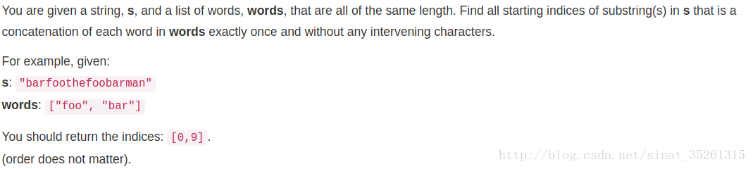 每天一道leetcode 给定字符串s和字符数组words，在s中找到words出现的位置，words内部字符串顺序无要求给定一个字符串s和一个字符串数组words Csdn博客