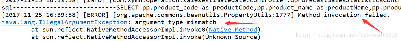 实体类映射数据库出现：异常：java Lang Illegalargumentexception Argument Type Mismatch Method Invocation