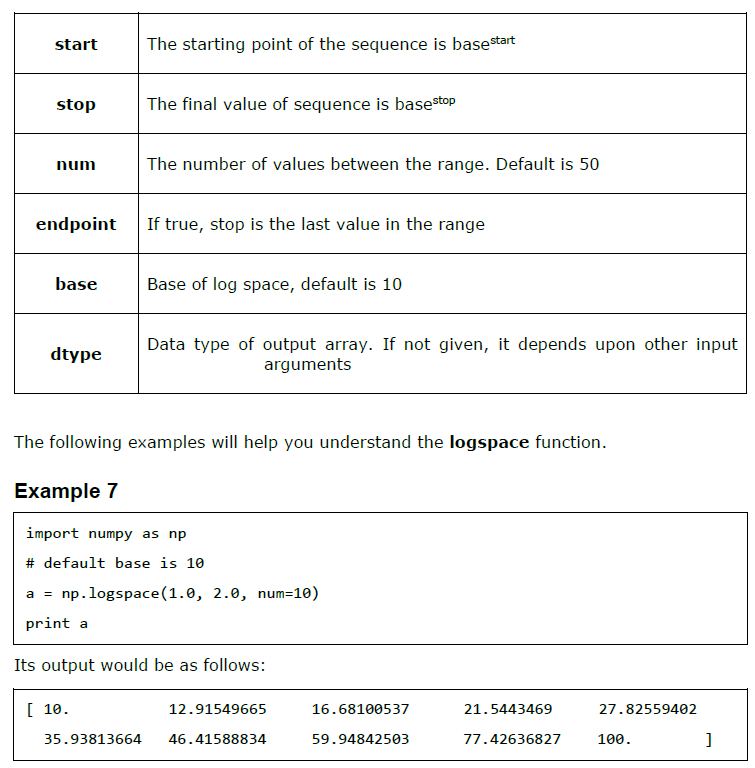 python np.arange,np.linspace和np.logspace之间的区别_python logspace-CSDN博客