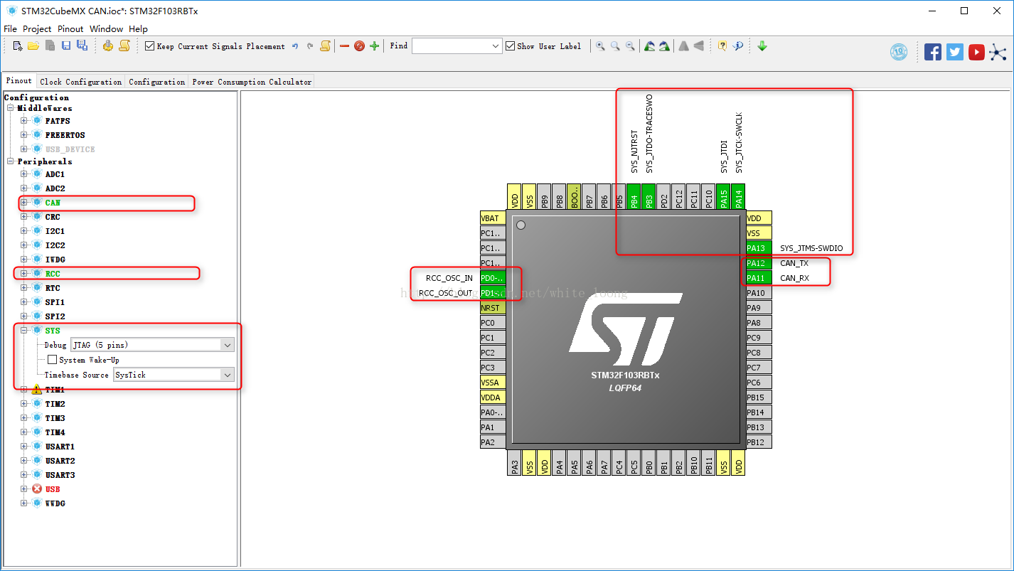 Stm32cubemx开发stm32f103rbt6 Can例程（二） Stm32f103的利用cube生成can例程 Csdn博客