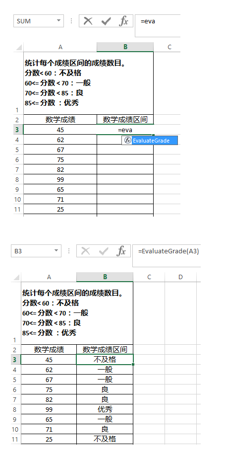 Excel 自定义函数evaluategrade Csdn博客