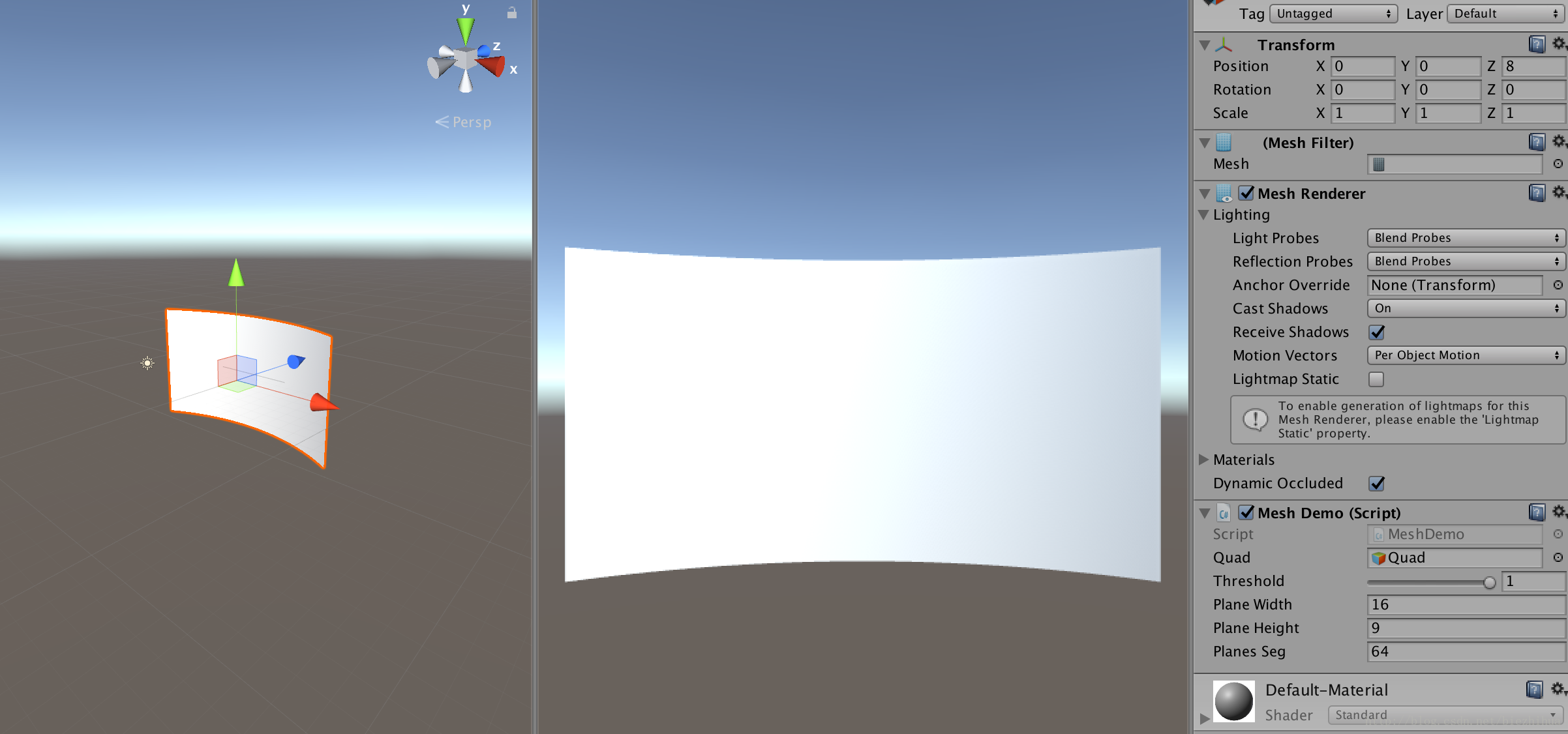 Unity3d 使用mesh创建弧面unity Vr弧面 Csdn博客 0137
