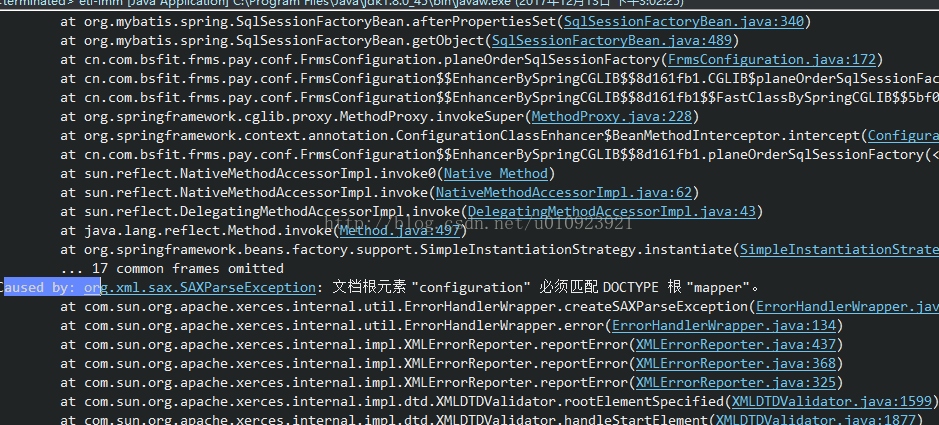 Org Xml Sax Saxparseexception 文档根元素 Mapper 必须匹配 Doctype 根 Configuration Org Xml Sax