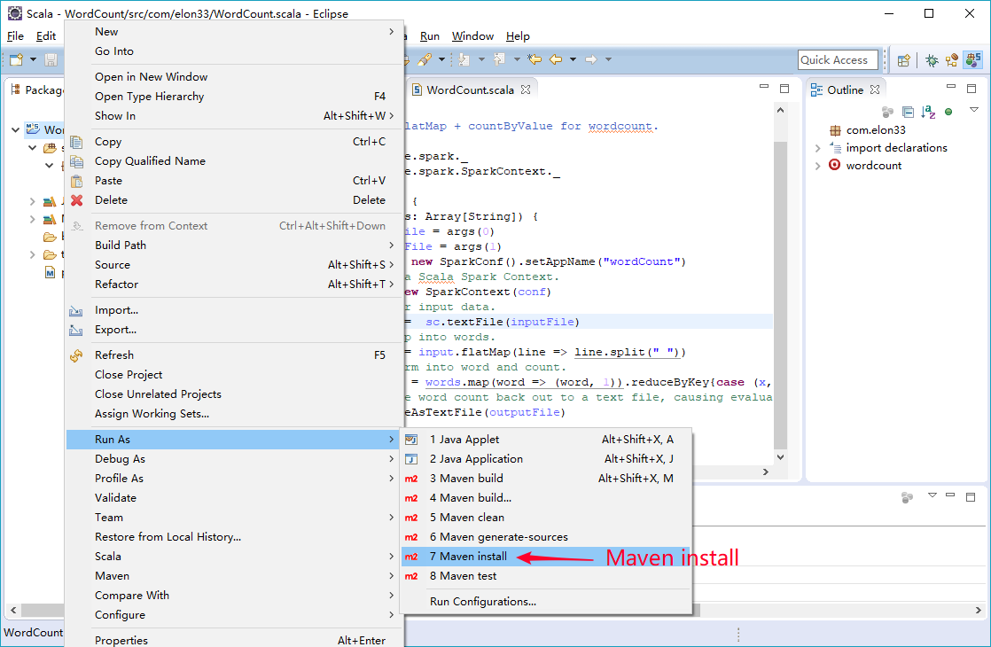 Eclipsemavenscala Projectspark 编译并打包wordcount程序对编写的wordcount进行编译打包 Csdn博客 