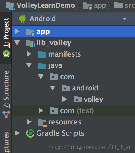 Android网络框架volley学习 一 基本用法 从git库下载volley源码 导入到自己的android项目中 Volley网址是