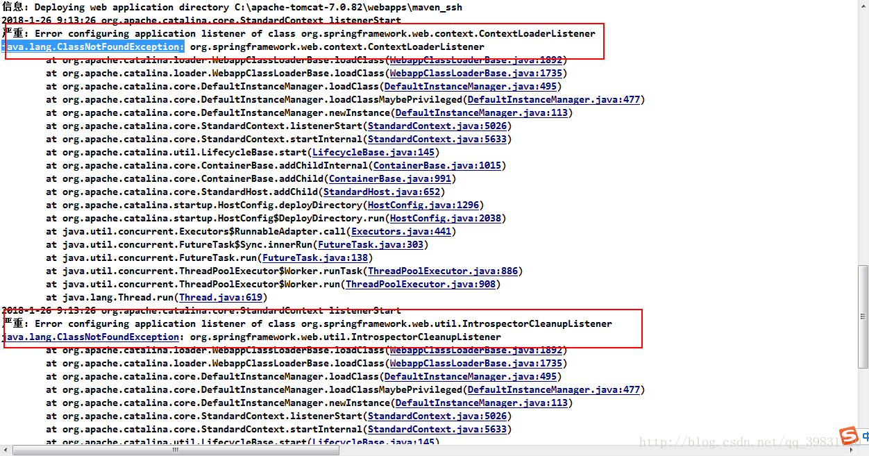 Tomcat启动报错：java Lang Classnotfoundexception Org Springframework Web