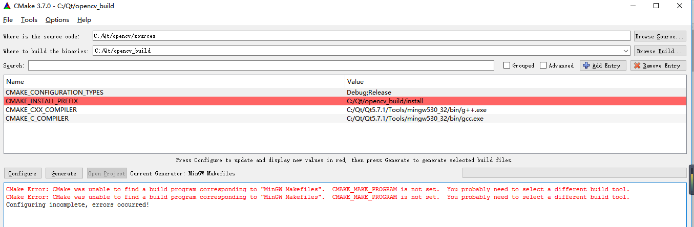 Cmake Error Cmake Was Unable To Find A Build Program Corresponding To Mingw Makefiles 解决办法