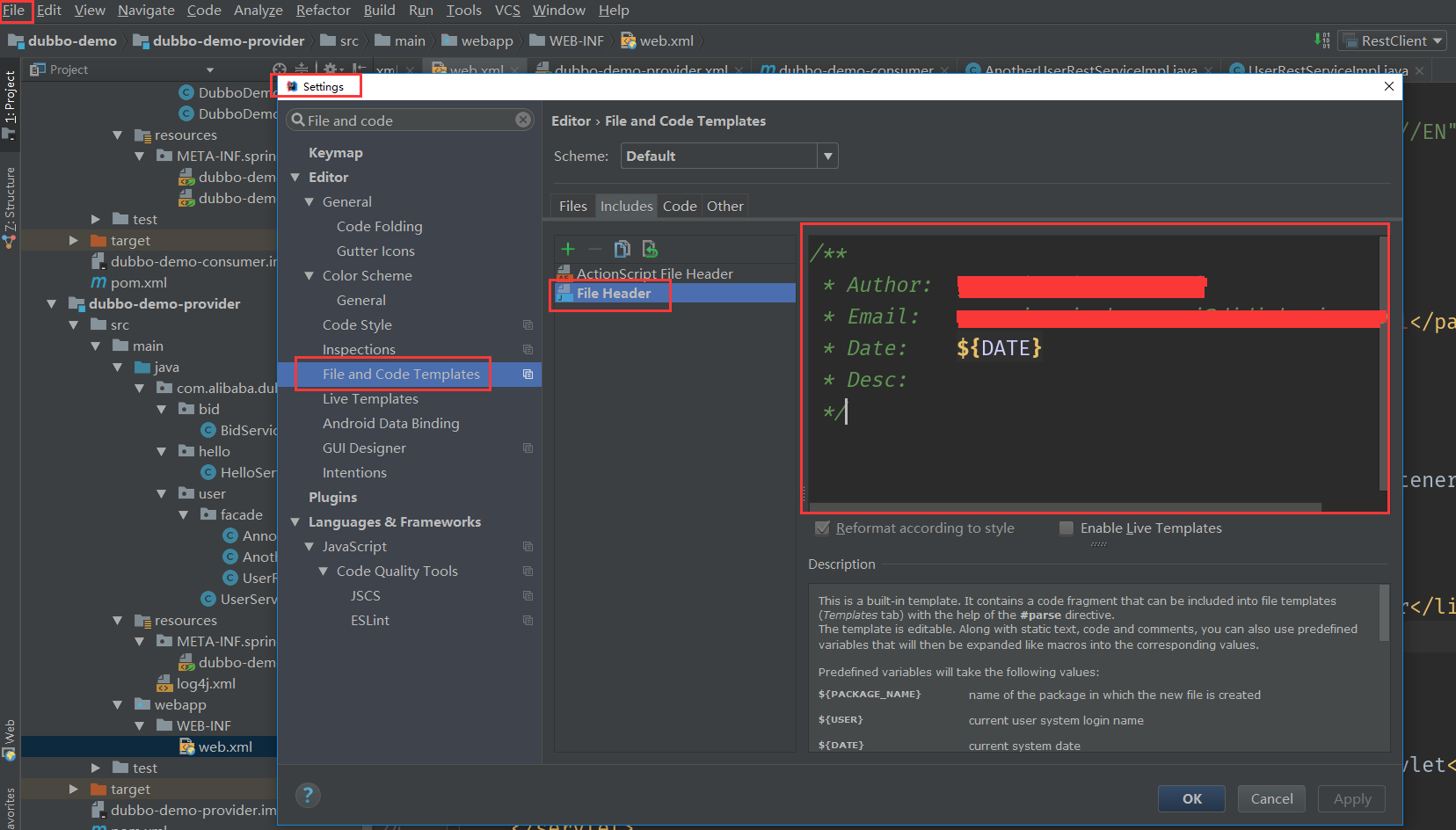 Idea 中设置 File Header 以及自定义类、方法注释模板的方法 （intellij Idea设置类注释和方法注释模板） 编程库