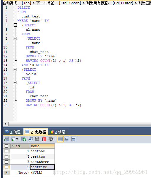 Mysql 查询重复字段统计重复个数和删除重复字段的重复数据mysql查询重复次数 Csdn博客 