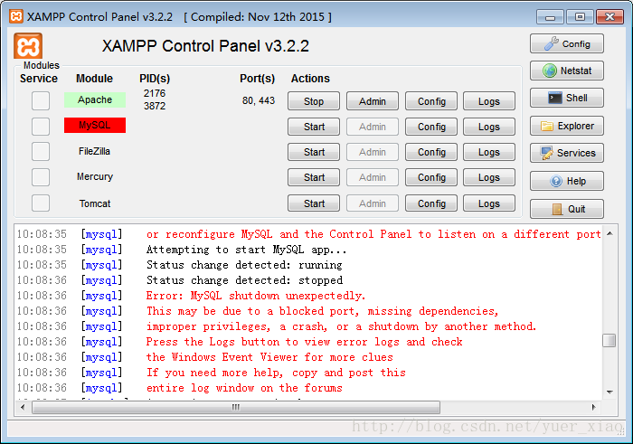 解决xampp中mysql无法启动 Error Mysql Shutdown Unexpectedly Csdn博客 5863