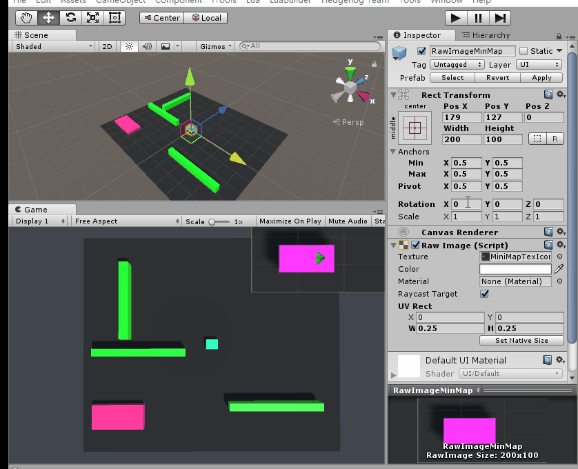 Unity3d Minimap等比例映射的实现二 通过rawimage Uv信息控制小地图的移动unity3d Rawimage 