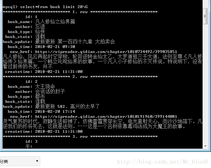 Pythonscrapy爬取起点小说网数据存入mysql与mongodb数据库scrapy爬取小说网站写入sql Csdn博客 3047