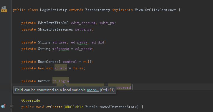 Field Can Be Converted To A Local Variable More Ctrl F1） Csdn博客