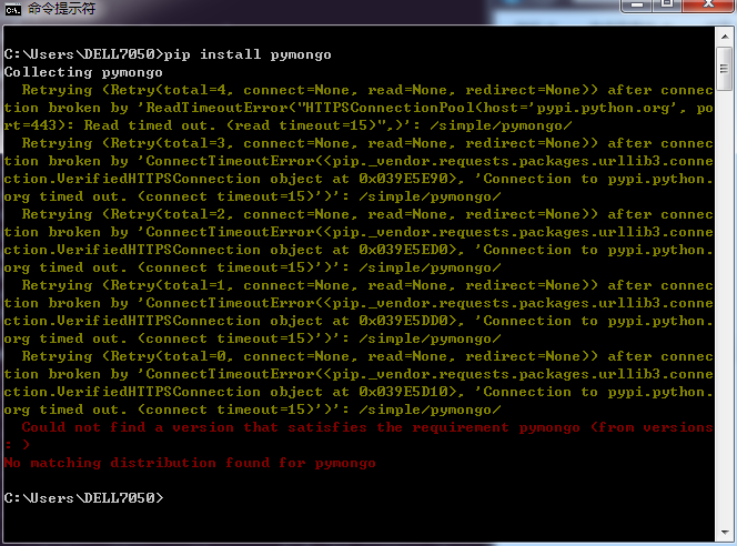 Pip 安装pymongo失败win10 安装pymongo Collecting Csdn博客 8847