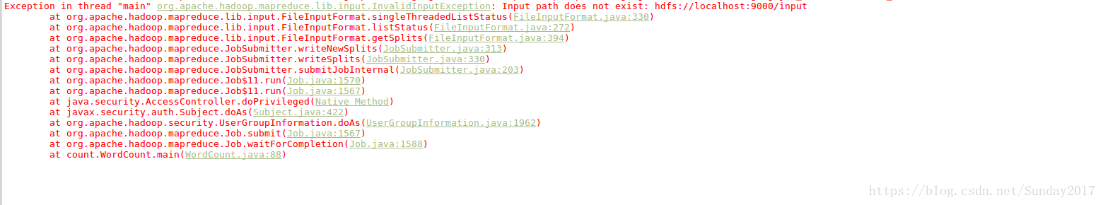解决问题 Input Path Does Not Exist Hdfs Localhost 9000 Input Csdn博客