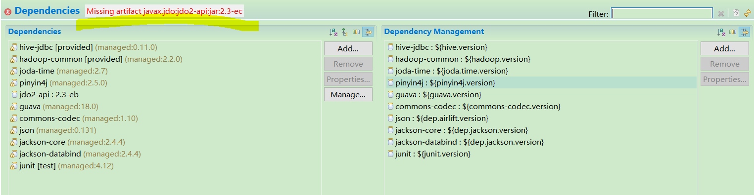 Udf函数maven工程出现：missing Artifact Javax Jdo Jdo2 Api Jar 2 3 Ec或xsi Schemalocation Maven
