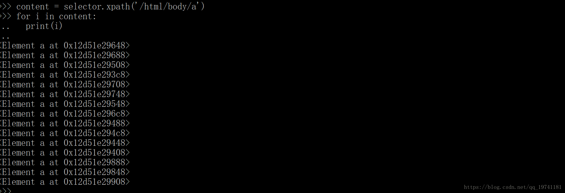 记录【python爬虫】xpath 打印处理的不同值类型，处理element A At 0xpython 爬虫显示element P At 0x61aa4c8 Csdn博客