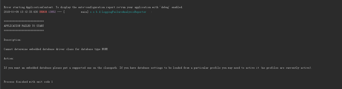 Springboot启动报错if You Want An Embedded Database Please Put A Supported One On The Classpath If