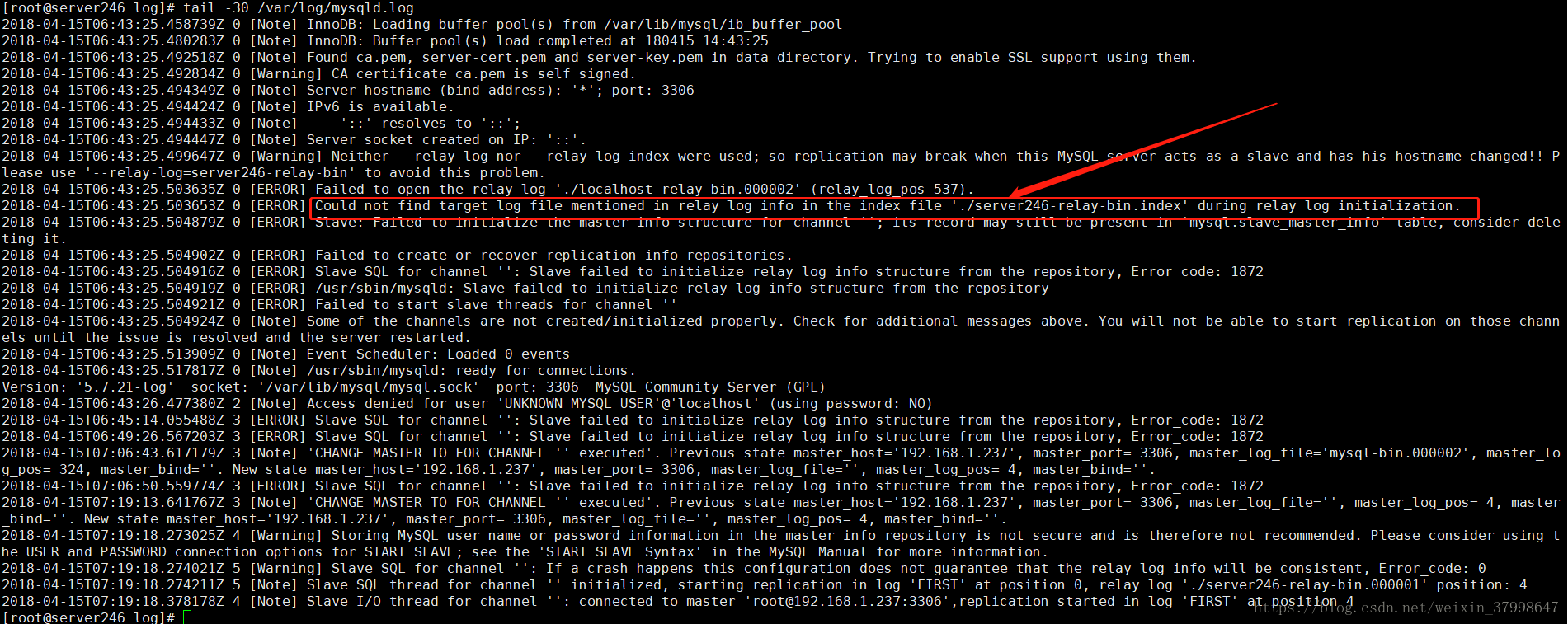 Mysql主从复制，启动slave时报错slave Failed To Initialize Relay Log Info Structure From The Repository Csdn博客