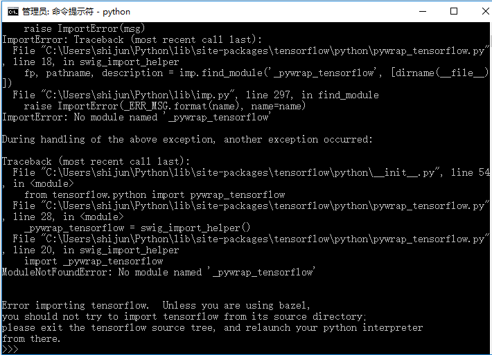 Win10下安装tensorflowimporterror Error Importing Numpy You Should Not Csdn博客