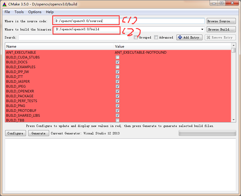 使用cmake编译opencv2：cmakevs2013cmake 编译 Opencv2 Csdn博客