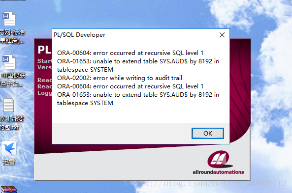 Ora 00604 Error Occurred At Recursive Sql Level 1ora 01653 Unable To