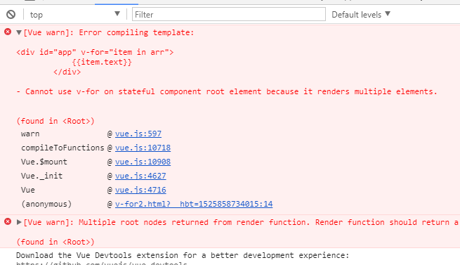 V For使用报错cannot Use V For On Stateful Component Root Element Because It Renders Multiple