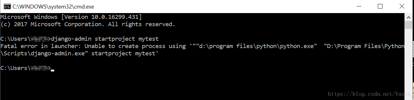 Fatal Error In Launcher Unable To Create Process Usingdjango Admin